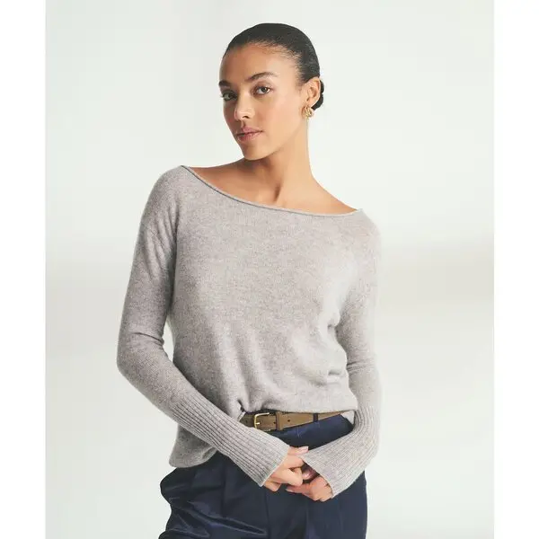 Naadam Lightweight Cashmere Boatneck Sweater - Cement