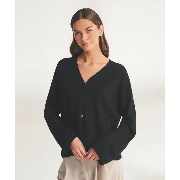 Naadam Signature Cashmere Boxy Cardigan - Black