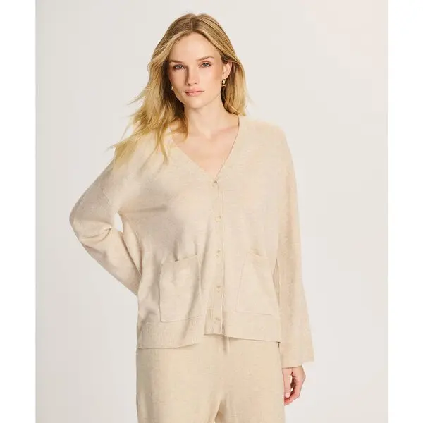 Naadam Signature Cashmere Boxy Cardigan - Oatmeal