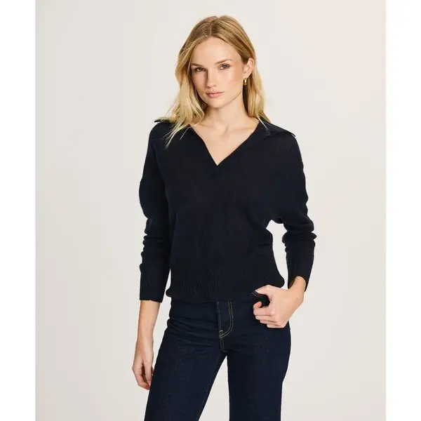 Naadam Featherweight Cashmere Polo Sweater - Navy