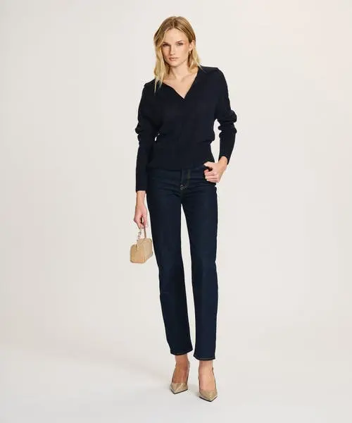 Naadam Featherweight Cashmere Polo Sweater - Navy