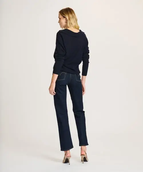 Naadam Featherweight Cashmere Polo Sweater - Navy