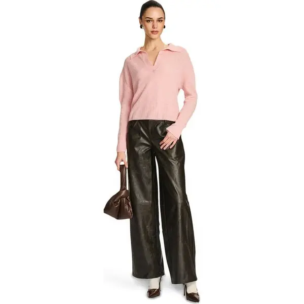 Naadam Featherweight Cashmere Polo Sweater - Peony