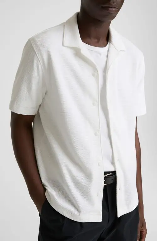 Vince Mesh Knit Camp Shirt - Optic White