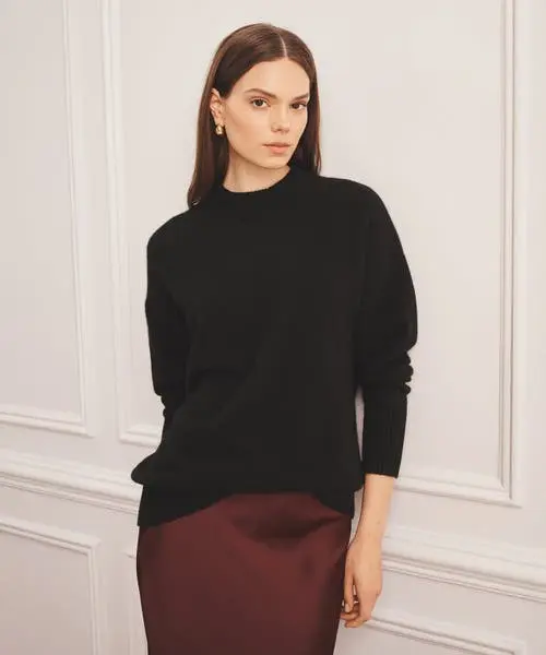 Naadam Luxe Cashmere Oversized Crewneck Sweater - Black
