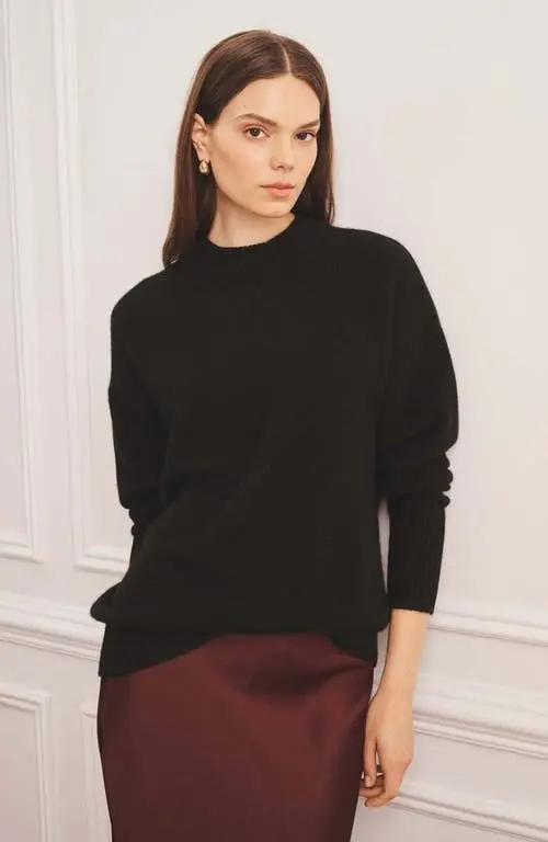 Naadam Luxe Cashmere Oversized Crewneck Sweater - Black