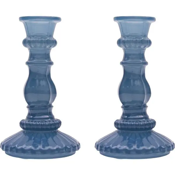 GALLERIE II Coastal S Elegant Glass Candle Holders Set Of 2 - Blue