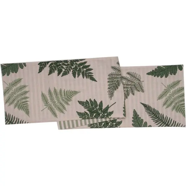 C&F HOME Botanical Forest Reversible Graphic Print Machine Washable Table Runner 14" X 72 - Green