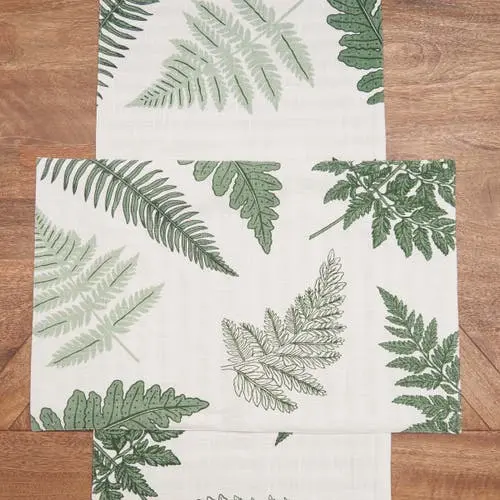 C&F HOME Botanical Forest Reversible Graphic Print Machine Washable Table Runner 14" X 72