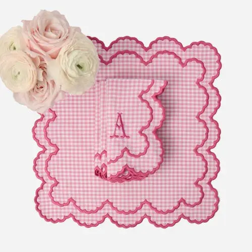 MRS. ALICE Charlotte Gingham Napkins - Pink