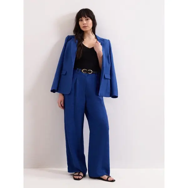 PHASE EIGHT Lottie Wide Leg Linen Trousers - Cobalt