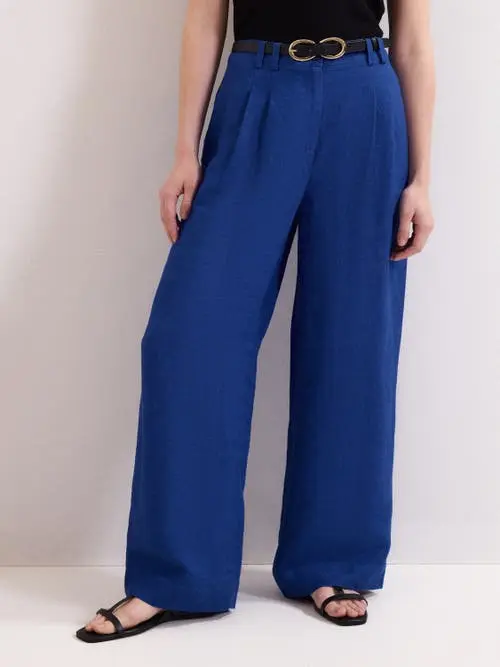PHASE EIGHT Lottie Wide Leg Linen Trousers - Cobalt