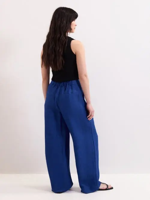 PHASE EIGHT Lottie Wide Leg Linen Trousers - Cobalt