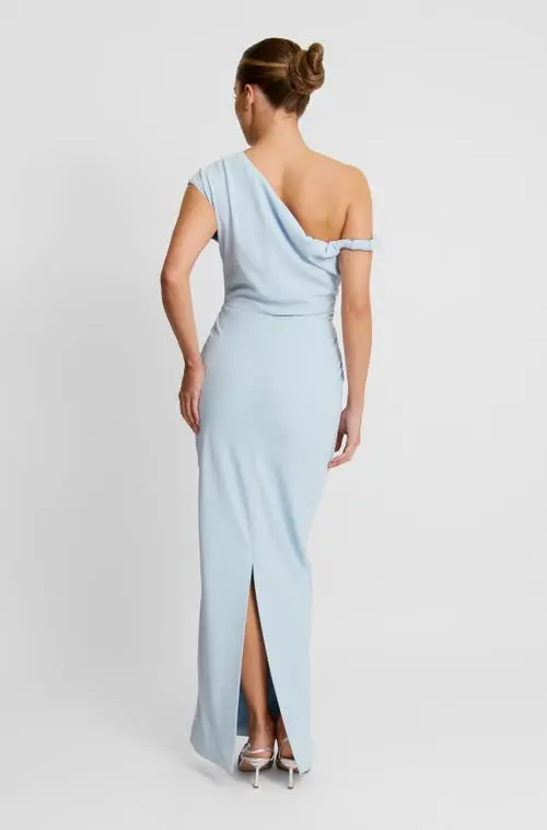 SIX STORIES Asymmetric Beaded Maxi Dress - Pale Blue