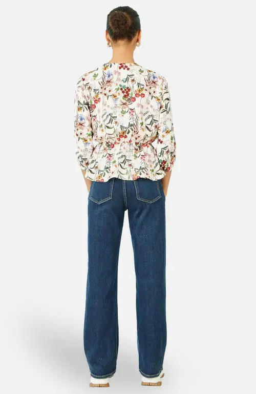 YUMI Botanical Print Wrap Top