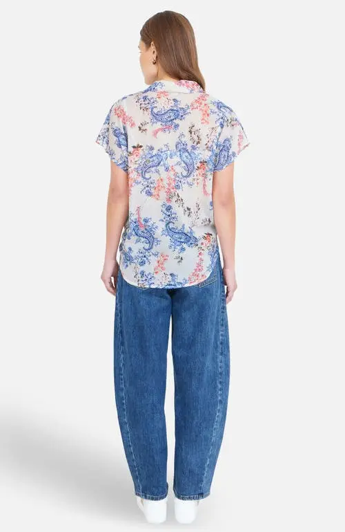 YUMI Cotton Paisley Print Tie-knot Shirt