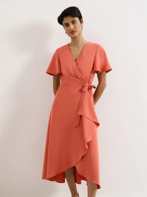 PHASE EIGHT Julissa Wrap Midi Dress - Orange