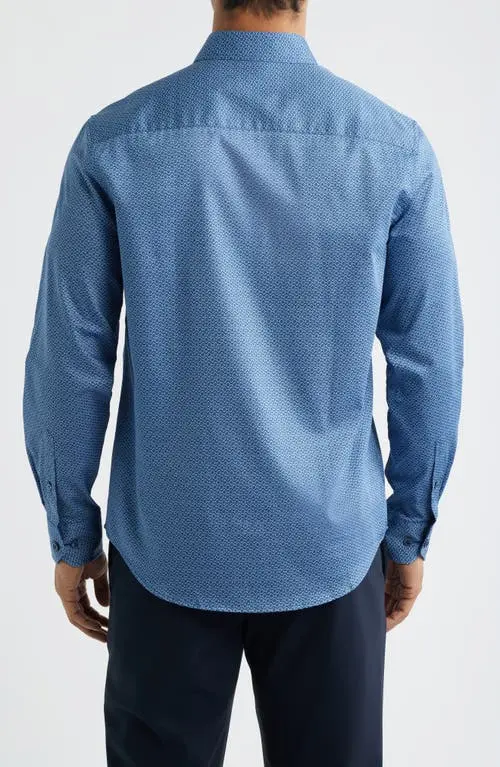Bugatchi Julian Shaped Fit Cotton Button-up Shirt - Navy