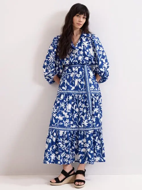 PHASE EIGHT Florial Print Shirt Dress - Blue