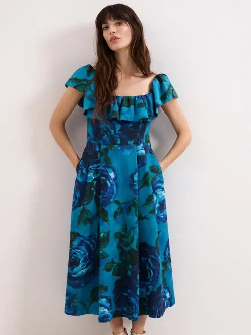 PHASE EIGHT Floral Bardot Midi Dress