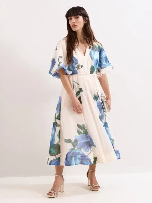 PHASE EIGHT Floral Print Midi Dress - Cream