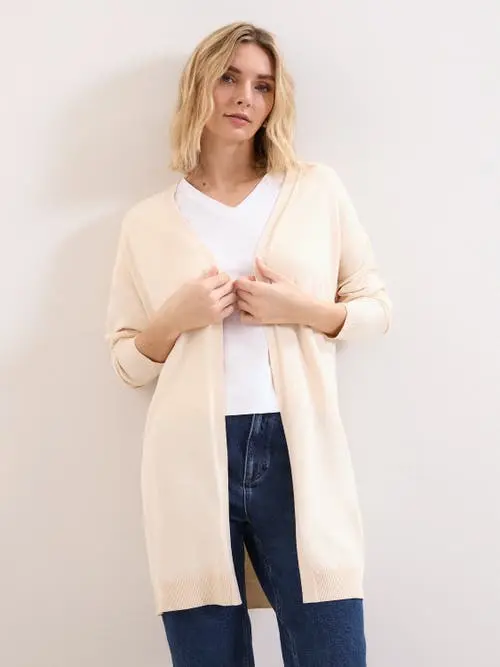 PHASE EIGHT Longline Open Front Cardigan - Ivory