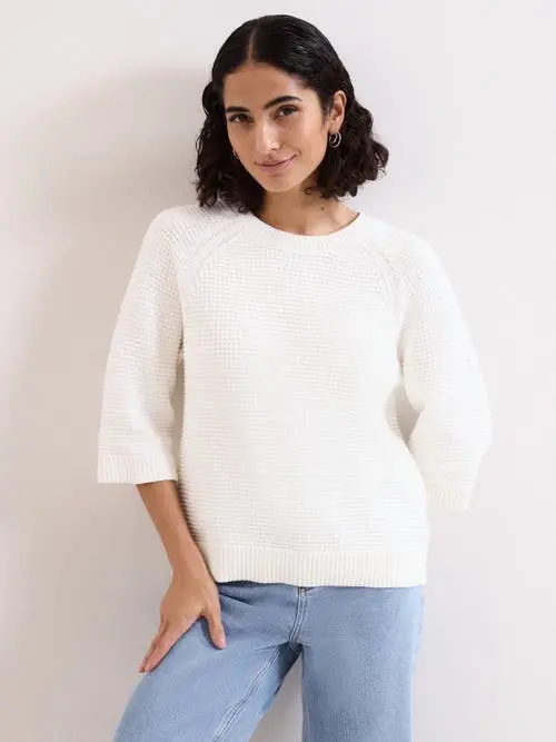 PHASE EIGHT Odette Waffle Knit Sweater - Ivory