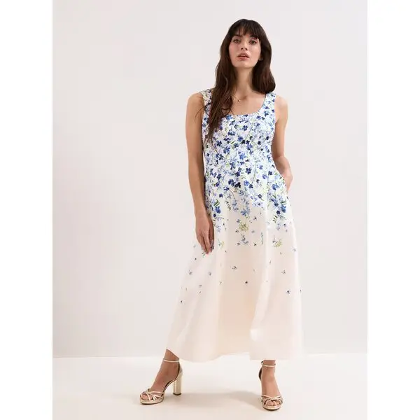 PHASE EIGHT Orla Floral Midi Dress - Cream