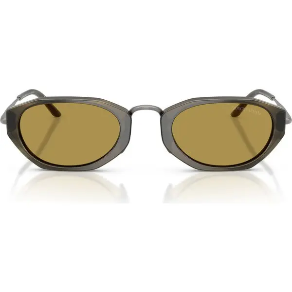 Armani Exchange 50mm Polarized Irregular Oval Sunglasses - Brown/green Top/green