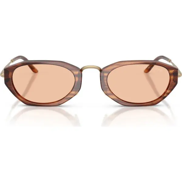 Armani Exchange 50mm Polarized Irregular Oval Sunglasses - Striped Brown/light Brown