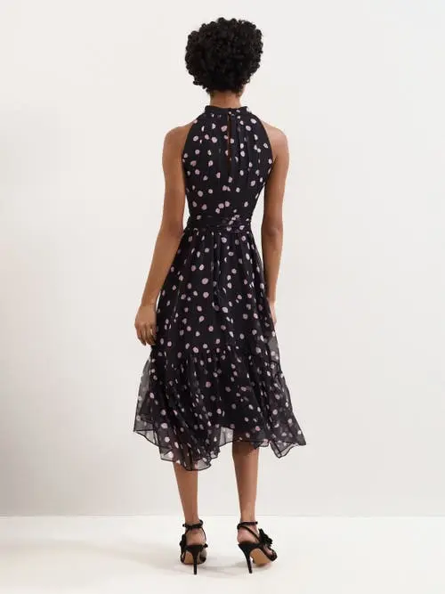 PHASE EIGHT Sleeveless Halterneck Polka Dot Midi Dress