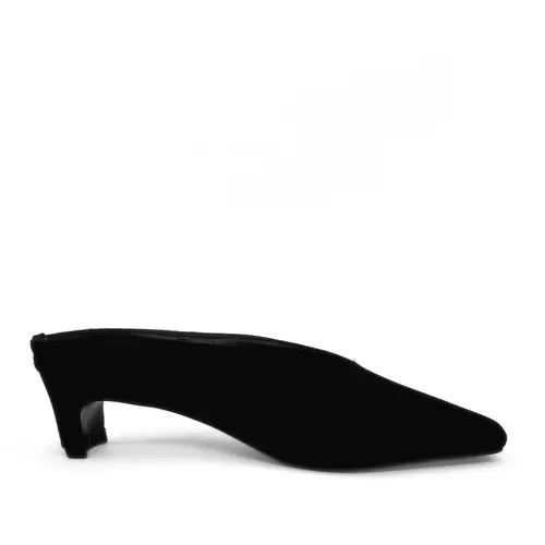 AMIE RAFA Junie Suede Heeled Mule - Black