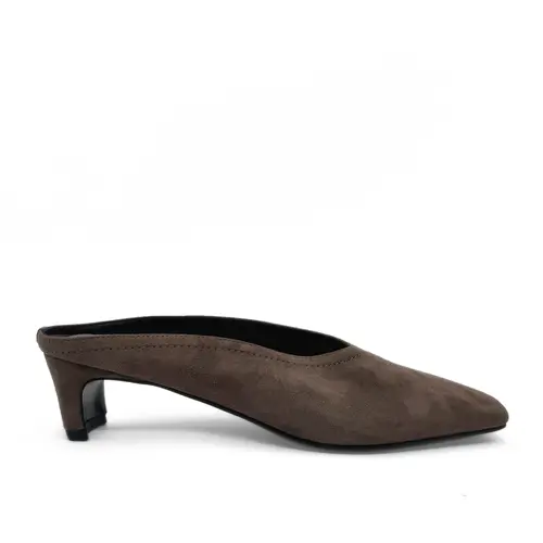 AMIE RAFA Junie Heeled Suede Mule - Taupe
