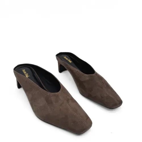 AMIE RAFA Junie Suede Heeled Mule - Taupe