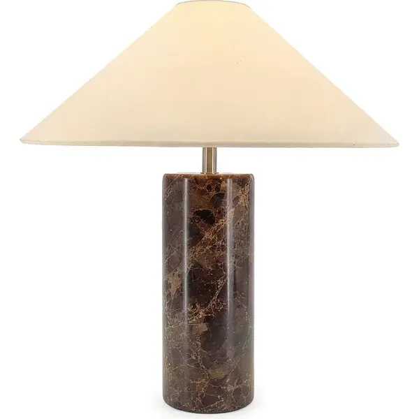 BRIGHTECH Runo 14" Led Table Lamp With Natural Stone Base - Brown Marble