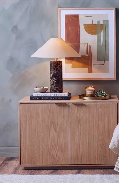 BRIGHTECH Runo 14" Led Table Lamp With Natural Stone Base - Brown Marble