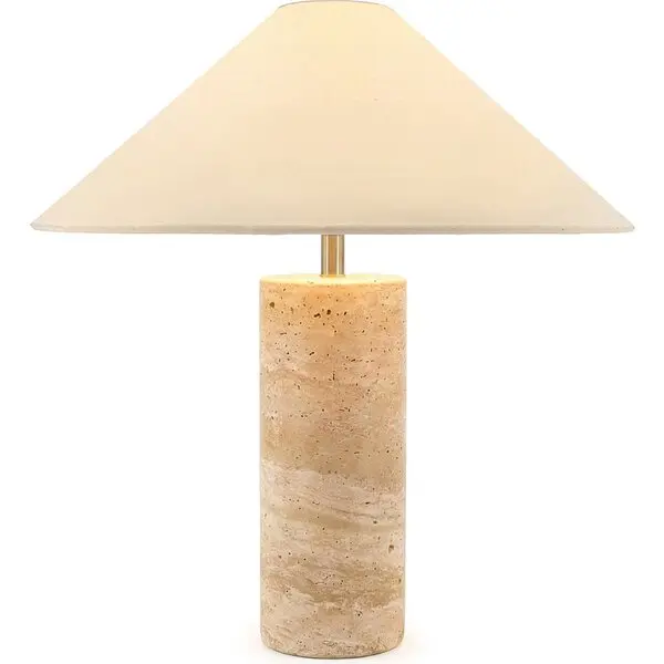 BRIGHTECH Runo 14" Led Table Lamp With Natural Stone Base - Travertine