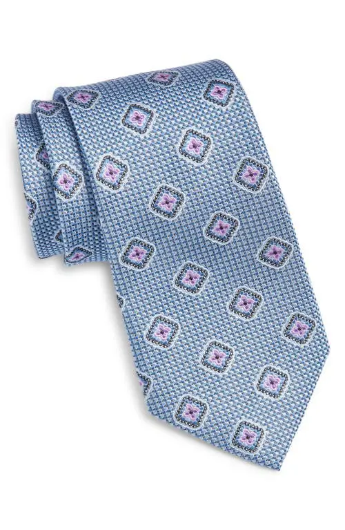 Nordstrom Medallion Silk Neck Tie - Light Blue