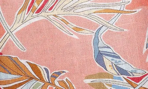 Eton Tropical Print Linen Pocket Square - Medium Red