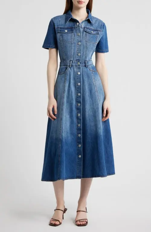 FREEMARKET Cotton Blend Denim Midi Shirtdress - Medium Denim