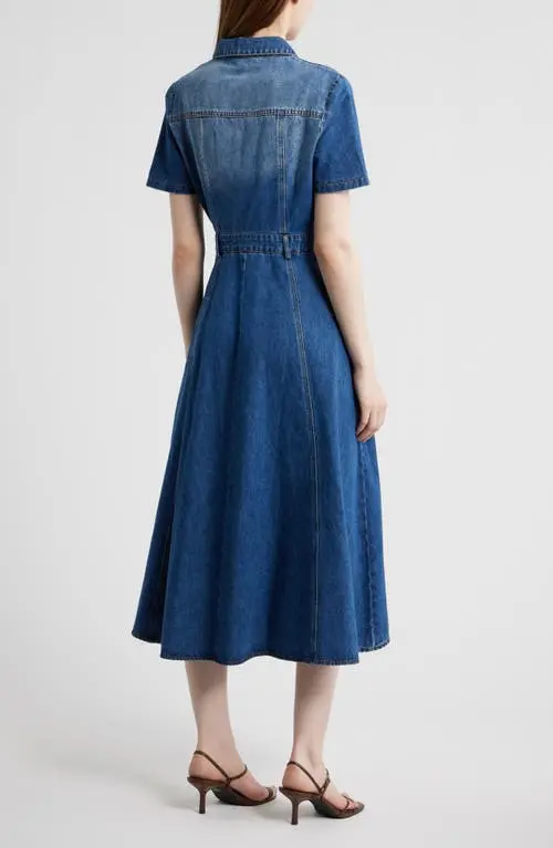 FREEMARKET Cotton Blend Denim Midi Shirtdress - Medium Denim