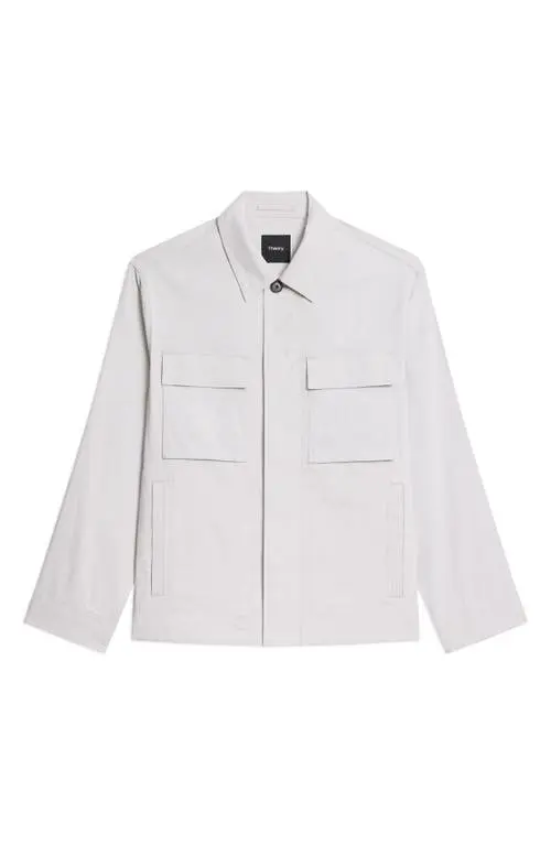 Theory Mod Linen Blend Field Jacket - Silver Cloud