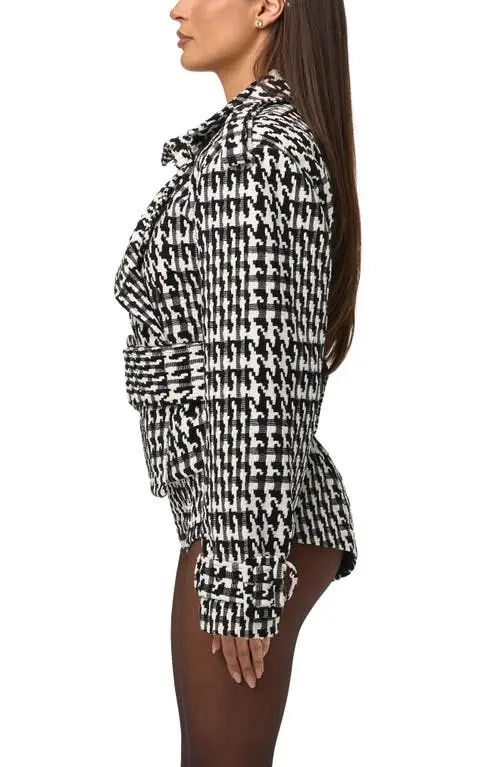 Naked Wardrobe Houndstooth Short Trench Coat