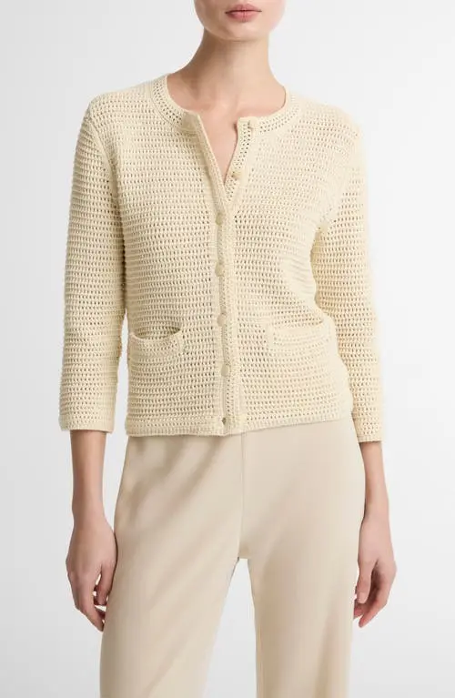 Vince Cotton Open Stitch Cardigan - Natural