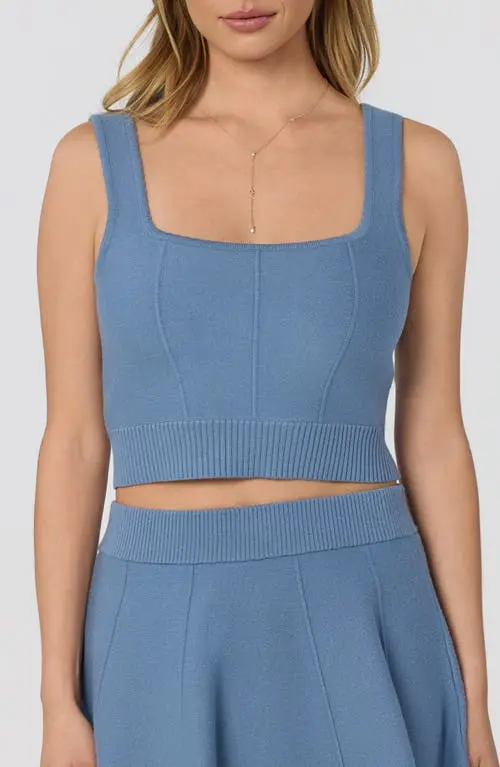 Astr The Label Shaylla Knit Square Neck Crop Top - Slate Blue