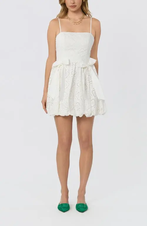 Astr The Label Aislinn Eyelet Bubble Hem Minidress - White