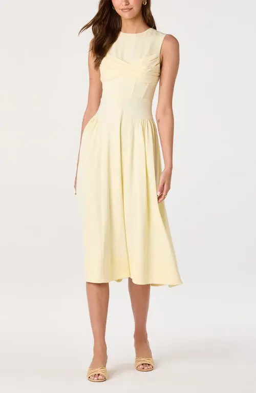 Astr The Label Seraphina Pleated Twist Corset Midi Dress - Butter Yellow