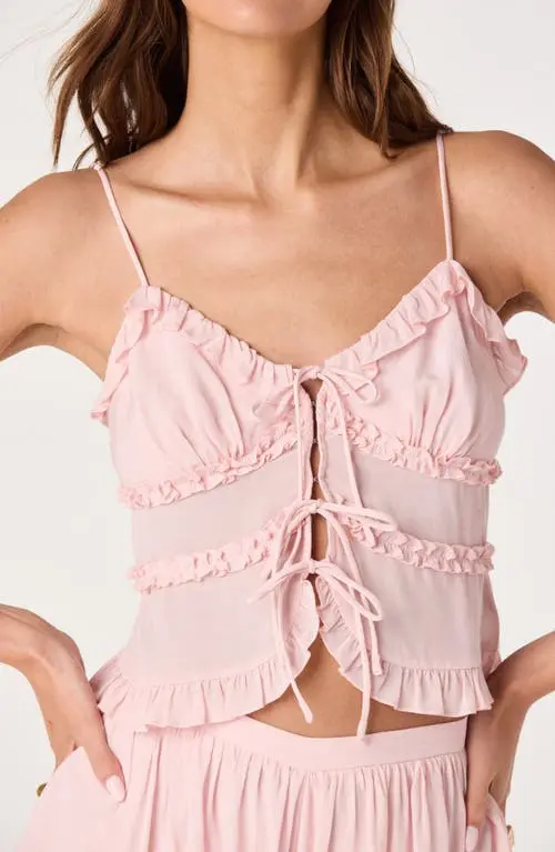 Astr The Label Kailey Tie Front Ruffle Trim Top - Blush