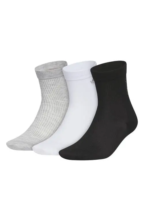 Adidas Gender Inclusive Originals Assorted 3-pack Quarter Socks - Heather Grey/white/black