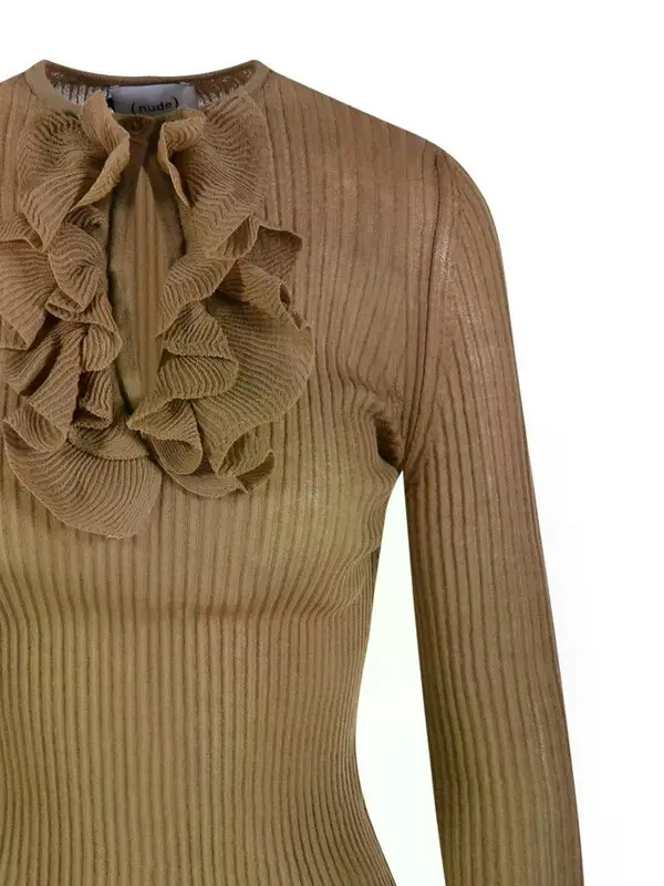 NUDE Ruffled Ribbed Blouse
